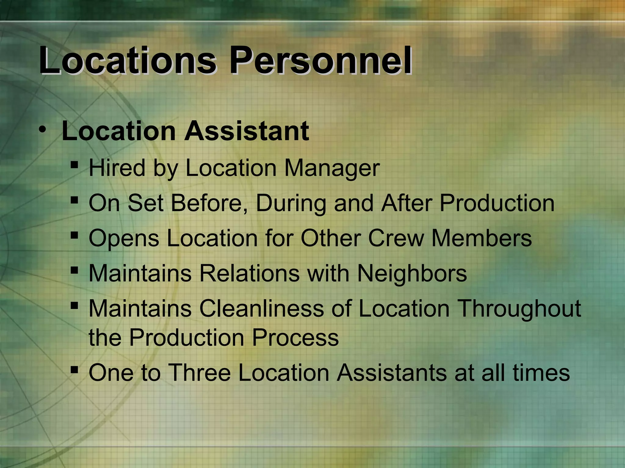 Locations Department in Film | PPT