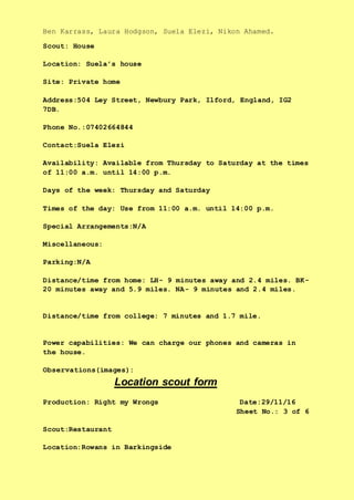 Location scout form | PDF