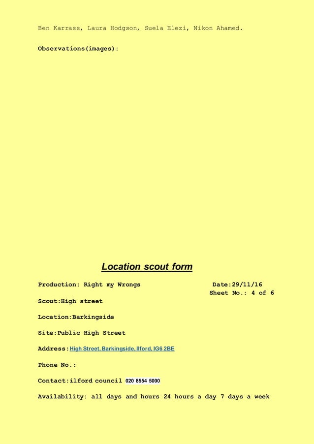 Location scout form | PDF