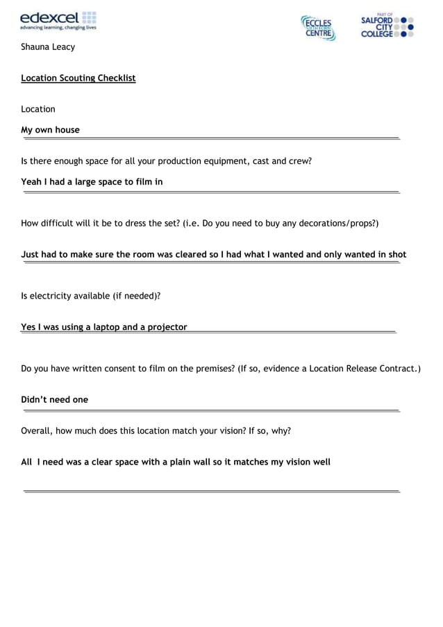 Location scouting checklist ig2 | DOCX