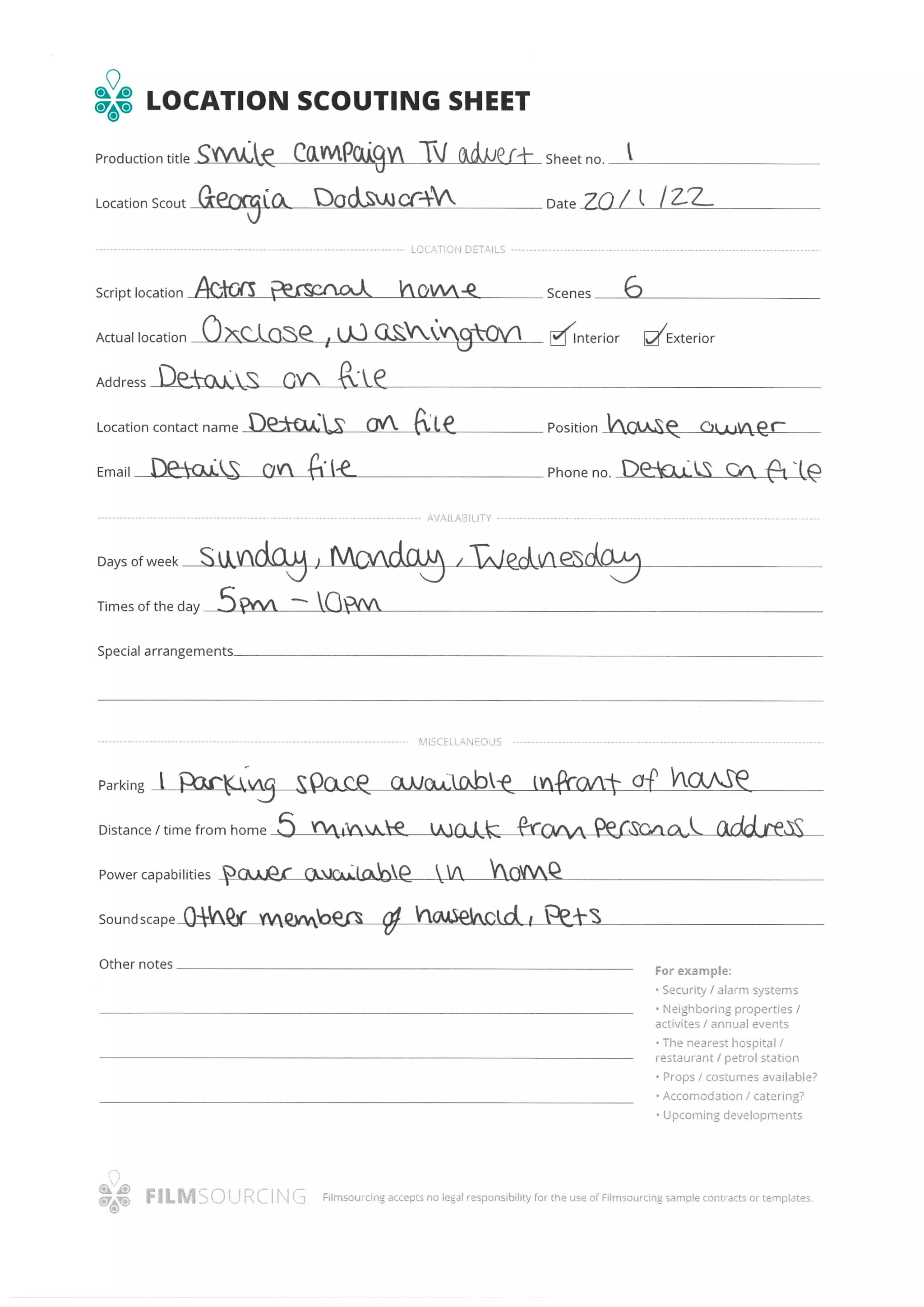 Location sheets | PDF