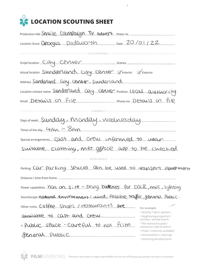 Location sheets | PDF