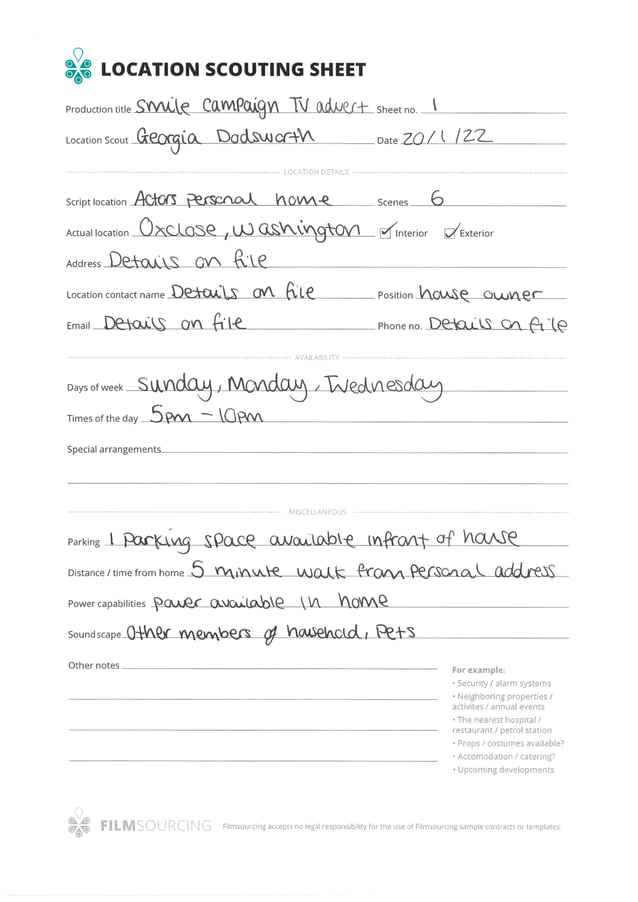 Location sheets | PDF