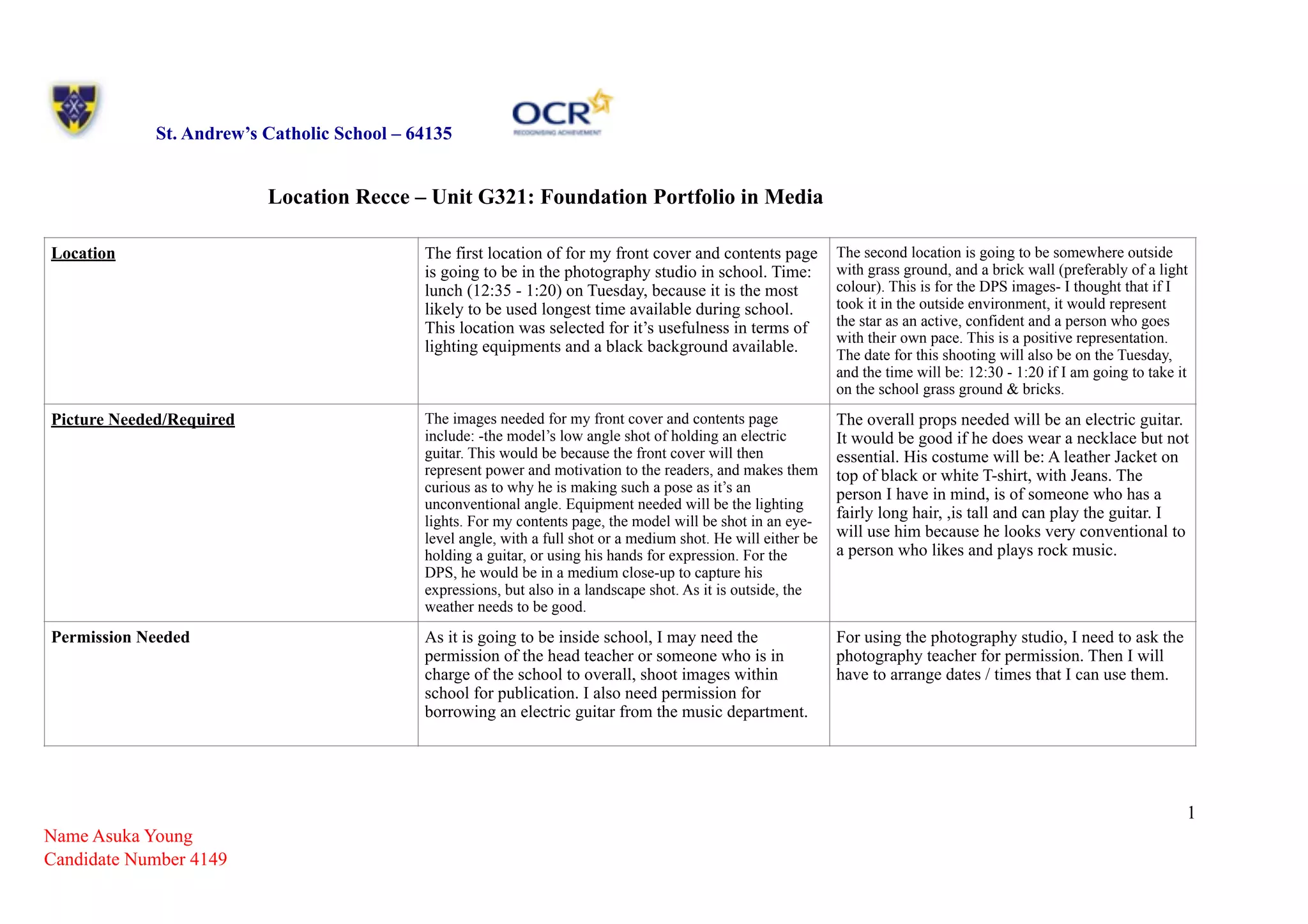 Locations recce template | PPT