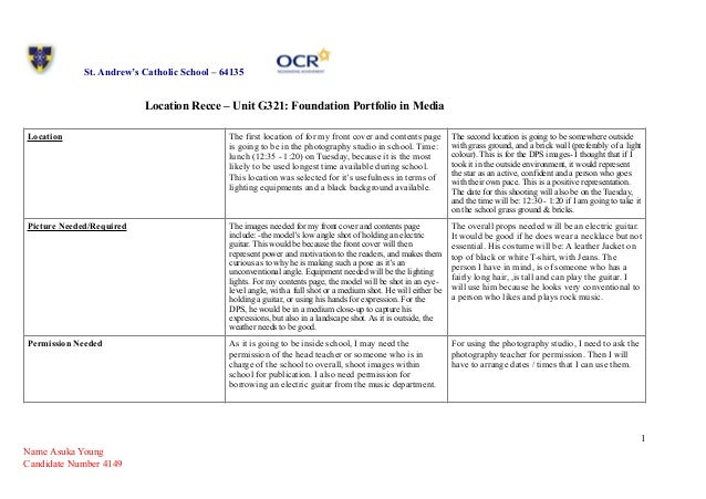 Locations recce template