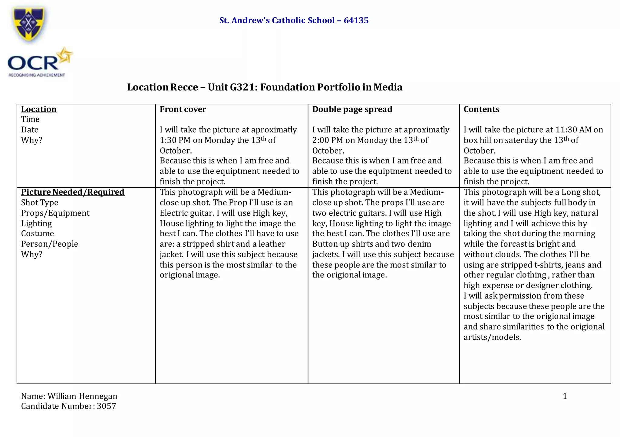 Locations recce | PPT