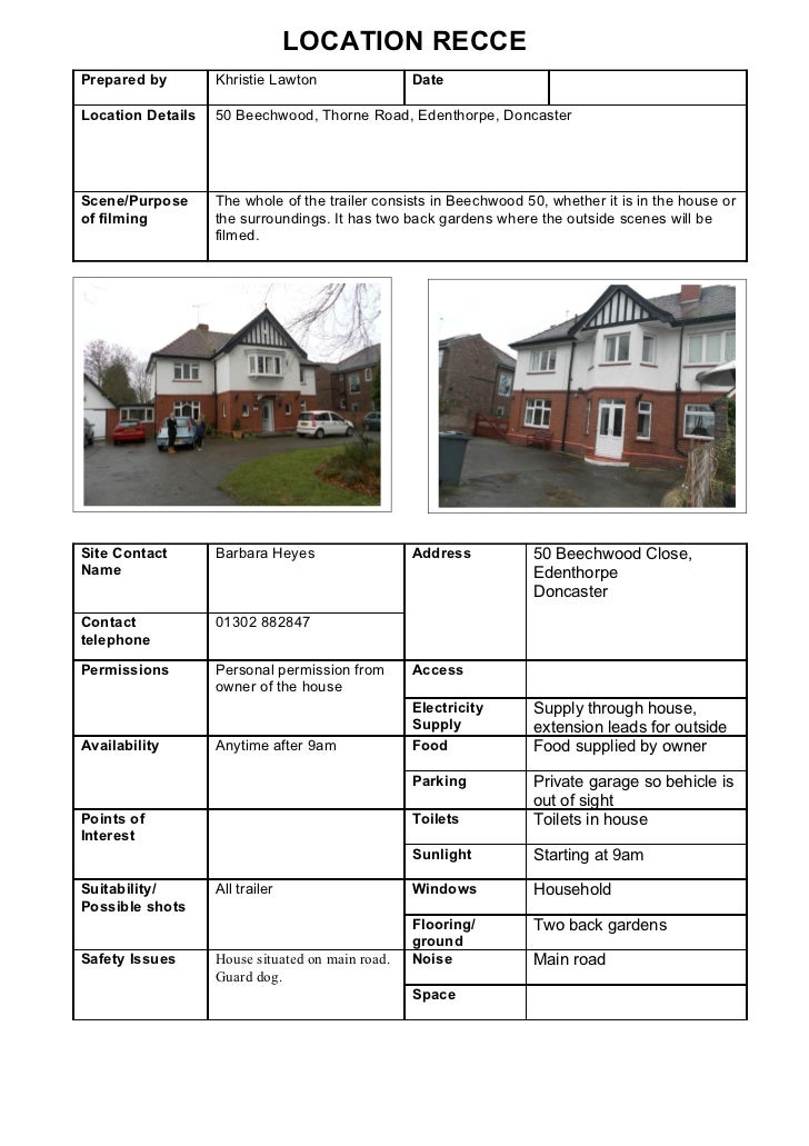 Location Recce Part 1