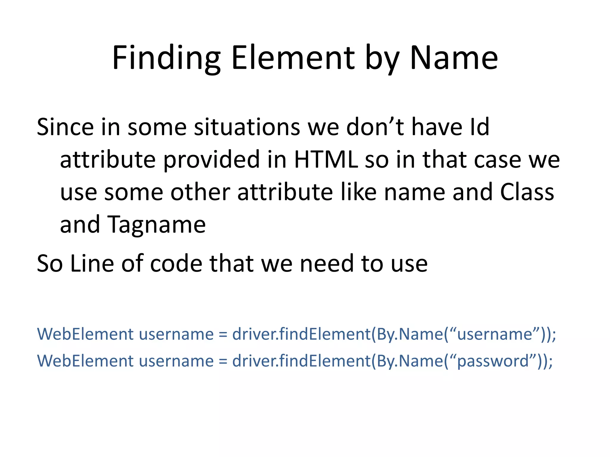 Locators in selenium - BNT 09 | PPTX