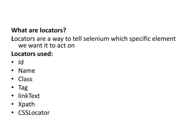 Locators in selenium - BNT 09 | PPTX | Web Design and HTML | Internet