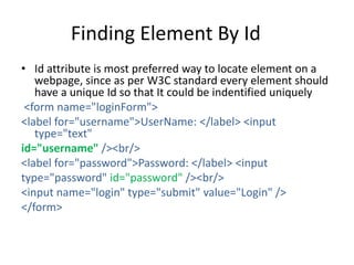 Locators in selenium - BNT 09 | PPTX