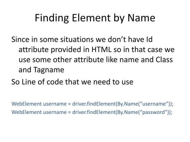 Locators in selenium - BNT 09 | PPTX | Web Design and HTML | Internet