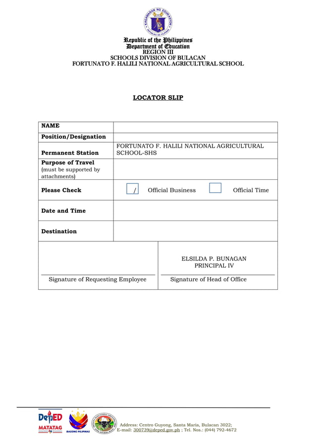 LOCATOR SLIP NEW teacher/non teaching personnel | DOCX