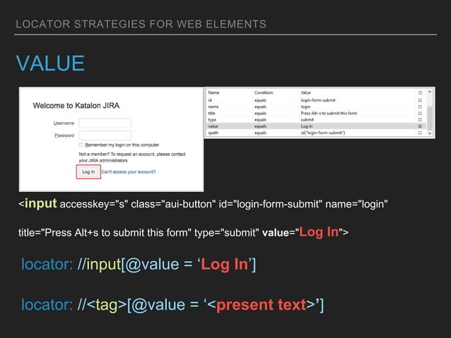 Locator strategy for web elements | Katalon Studio | PDF