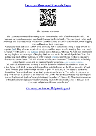 Locavore Synthesis Essay | PDF