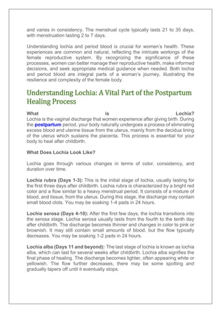 Lochia: Postpartum Bleeding – Time & Duration | DOCX