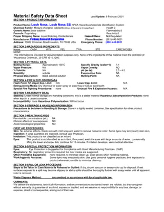 Loch Ness Ss Pond Dye Msds | PDF