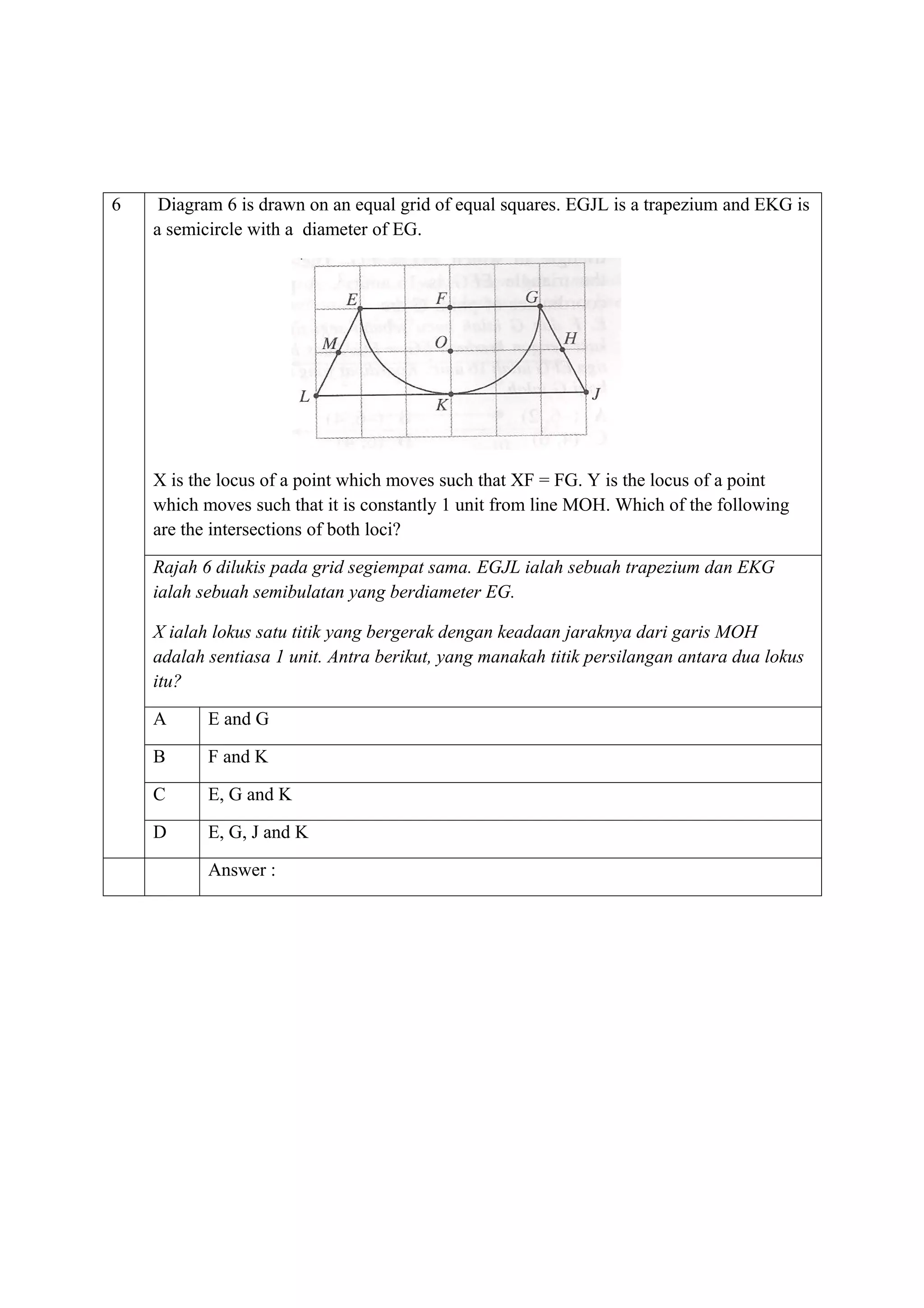 Loci in two dimensions pmr paper 1 | PDF