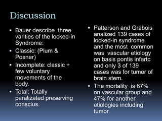 Locked in syndrome secondary a multiform glioblastoma in brain stem ...