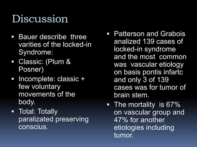 Locked in syndrome secondary a multiform glioblastoma in brain stem ...