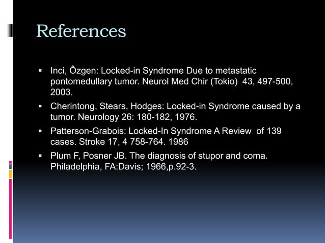 Locked in syndrome secondary a multiform glioblastoma in brain stem ...