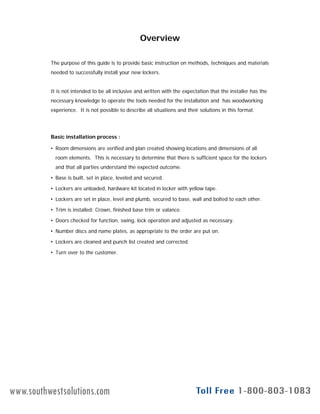 Locker Installation Manual | PDF | Woodworking | Arts and Crafts