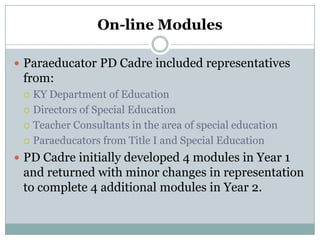 Paraeducator Professional Development: On-Line Style! | PPT