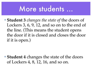 Locker Problem | KEY