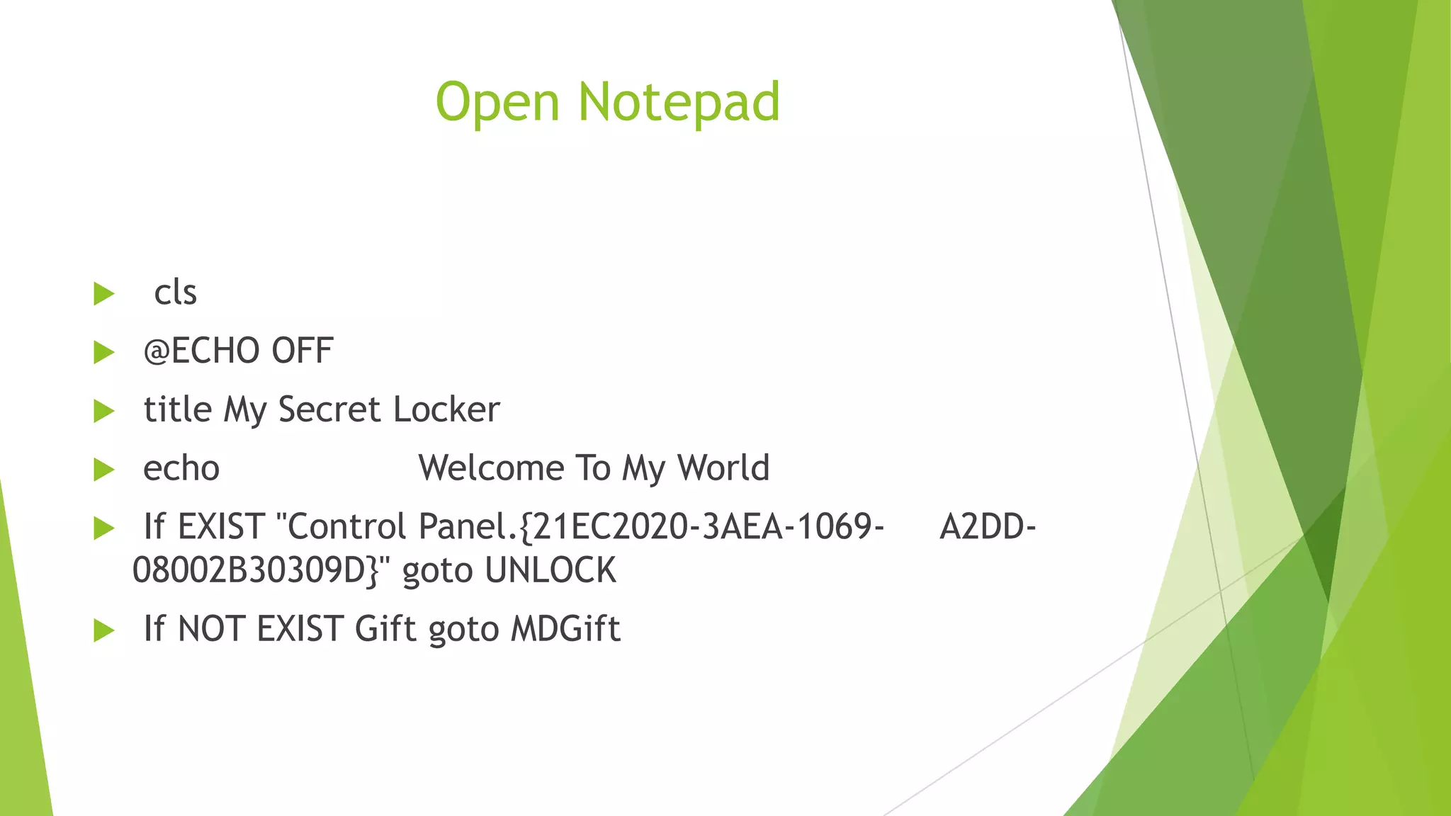 Protect Folders Without Using Any Software Ppt