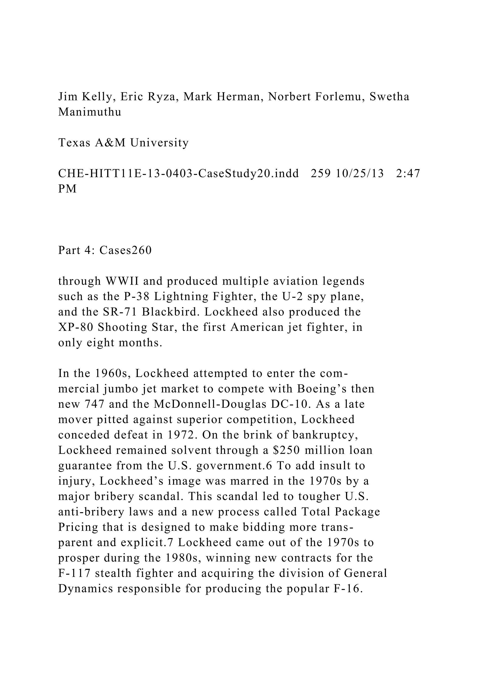 Lockheed Martin takes flight in times of crisis.1Introduct.docx