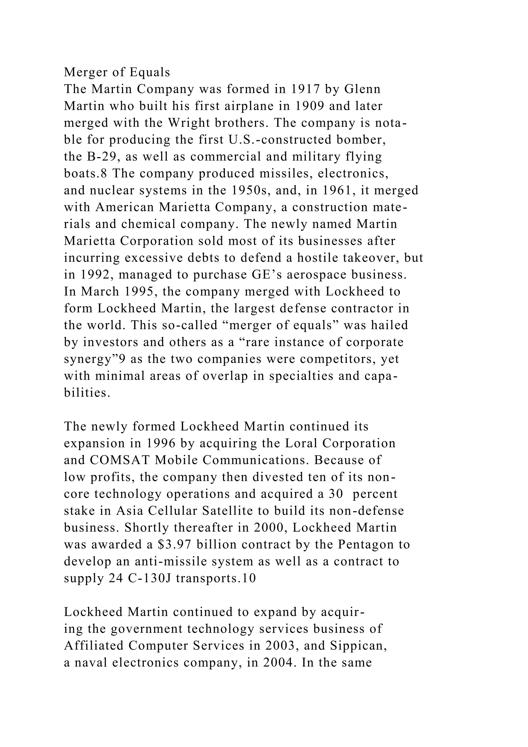 Lockheed Martin takes flight in times of crisis.1Introduct.docx