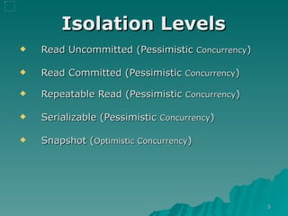 Locking And Concurrency | PPT | Databases | Computer Software and Applications