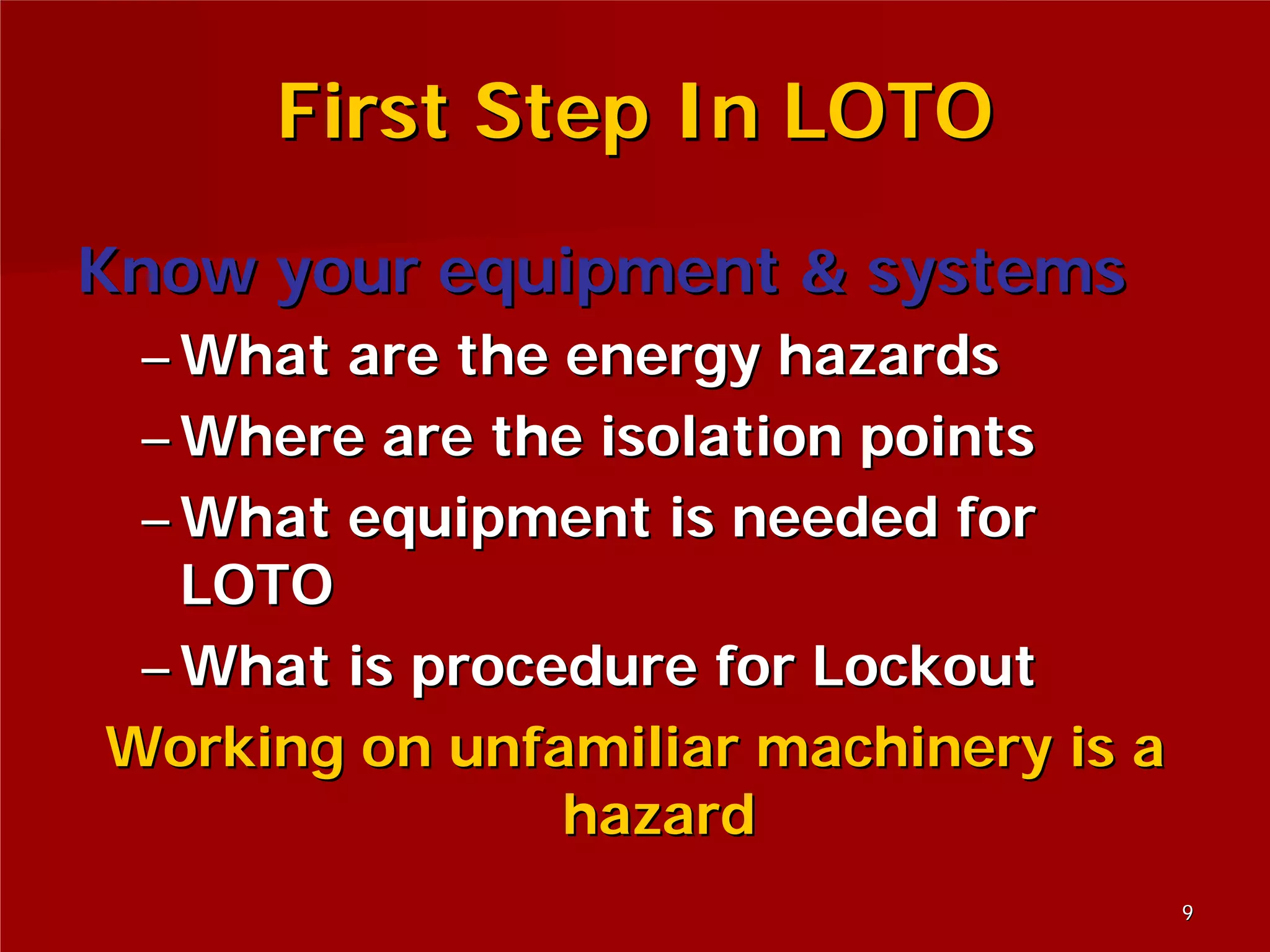 Lockout tagout safety awareness - online 2009 | PDF