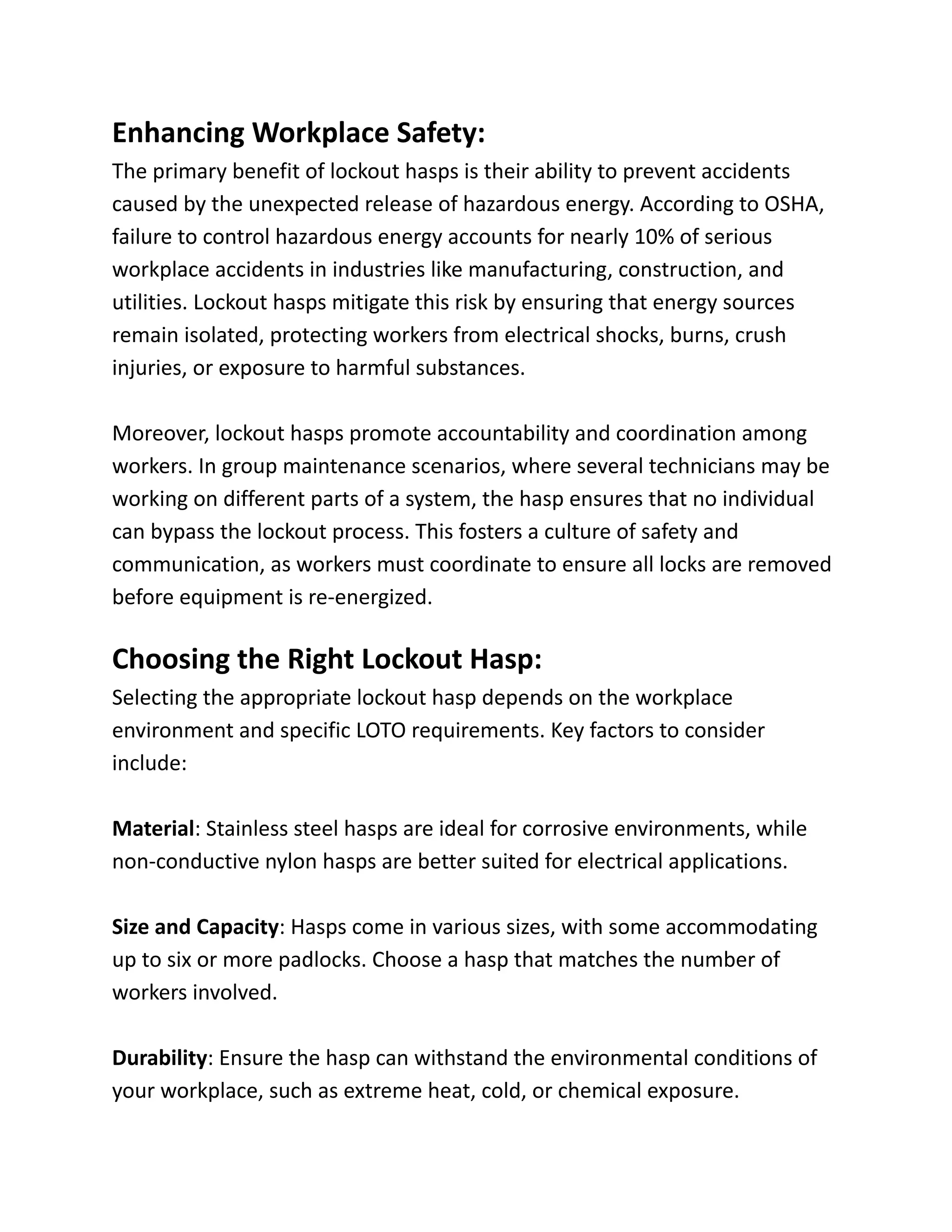 Lockout Hasps Your Key to Effective Energy Isolation and Employee ...