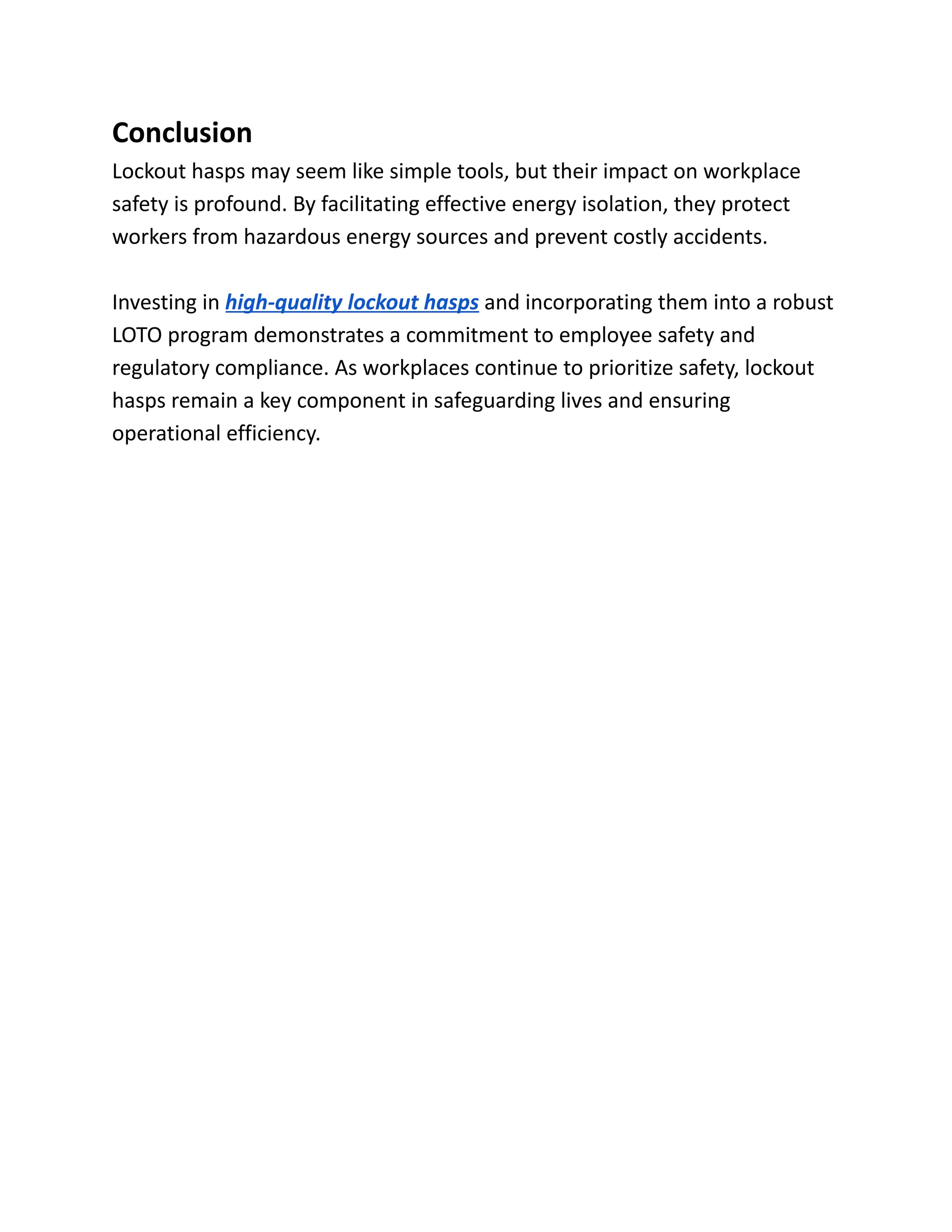 Lockout Hasps Your Key to Effective Energy Isolation and Employee ...