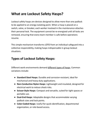 Lockout Safety Hasps in Action_ Reinforcing LOTO Protocols | PDF