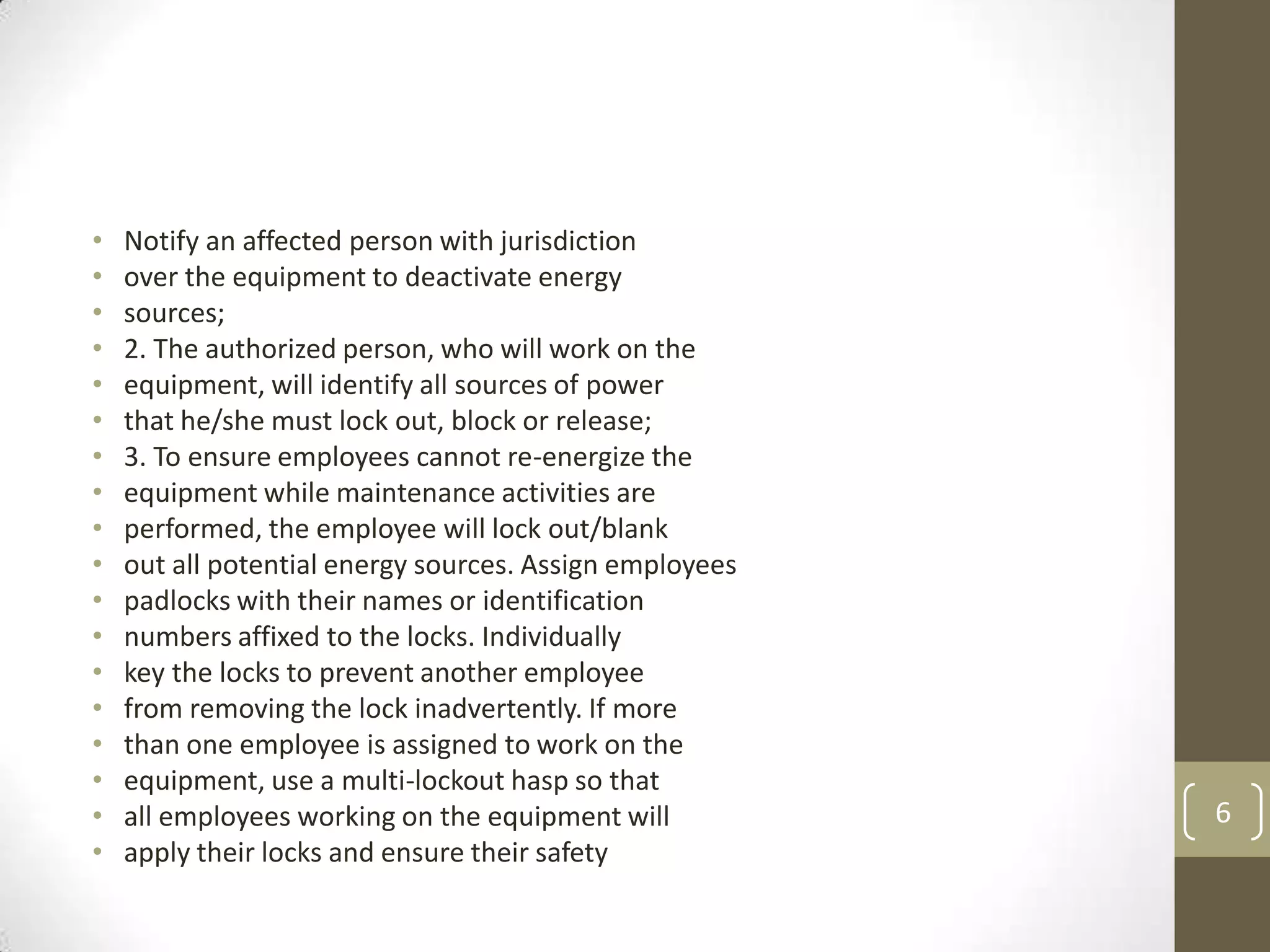 Lock out tag out procedures | PPTX