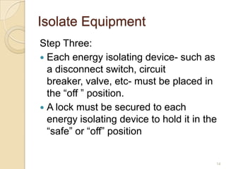 Lockout tagout refresher training | PPTX