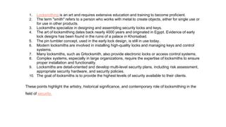 Lock Picking and Bypass Techniques - Understanding the Art of Locksmithing | PPTX