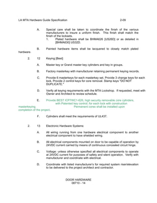 Locksmith modified MTA hardware specs | PDF
