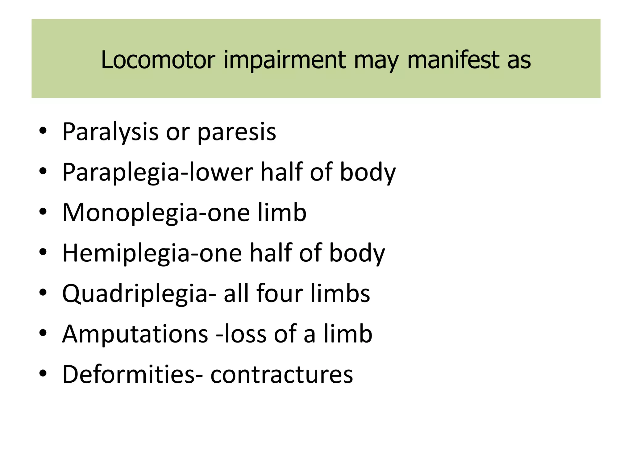 Locomotor disabilities | PPT