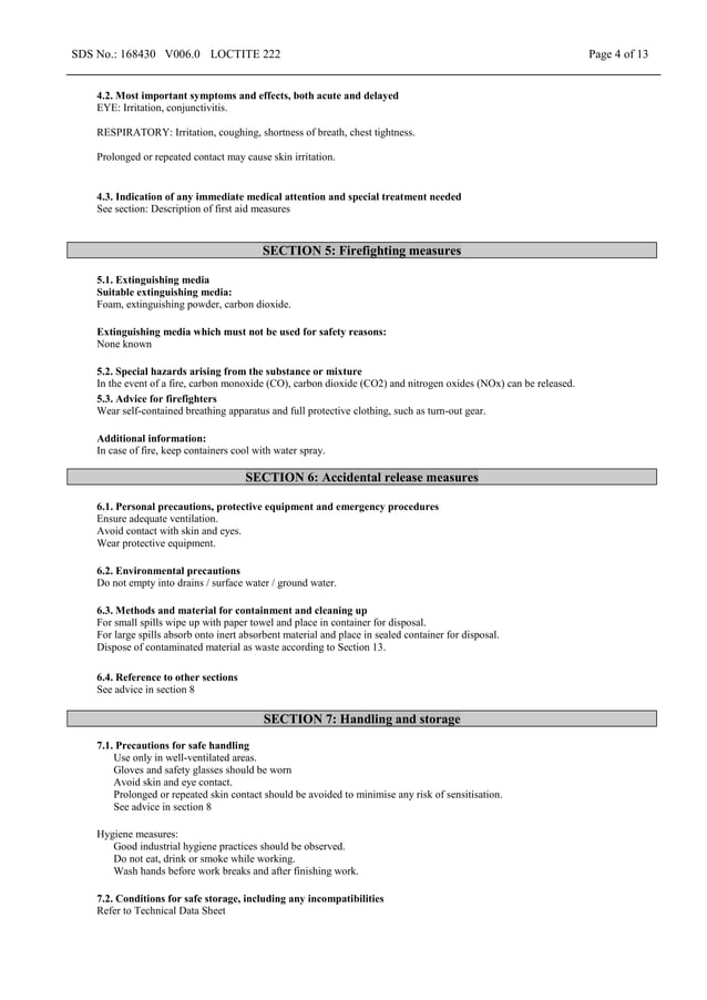 Loctite 222 msds | PDF