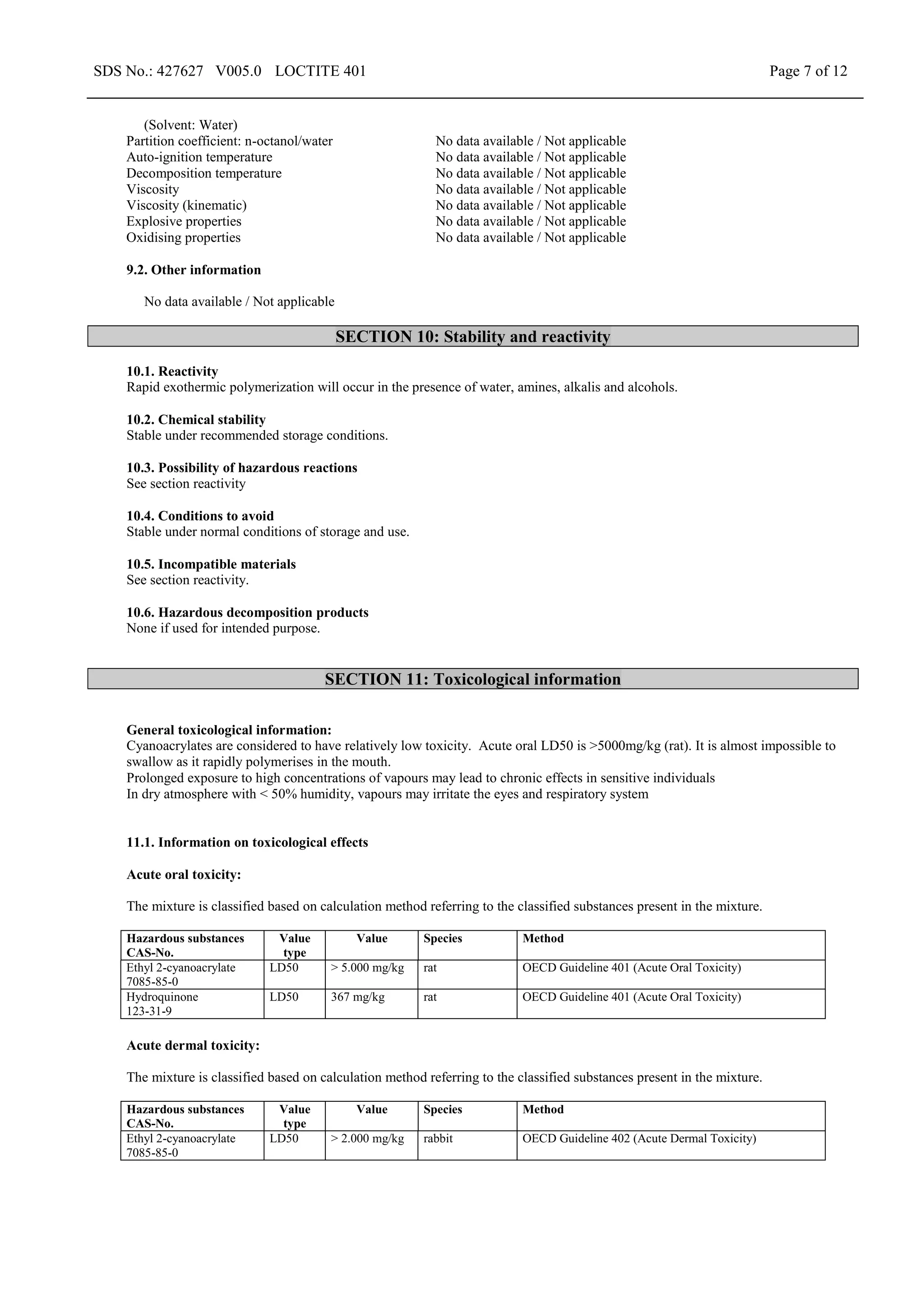 Loctite 401 msds | PDF
