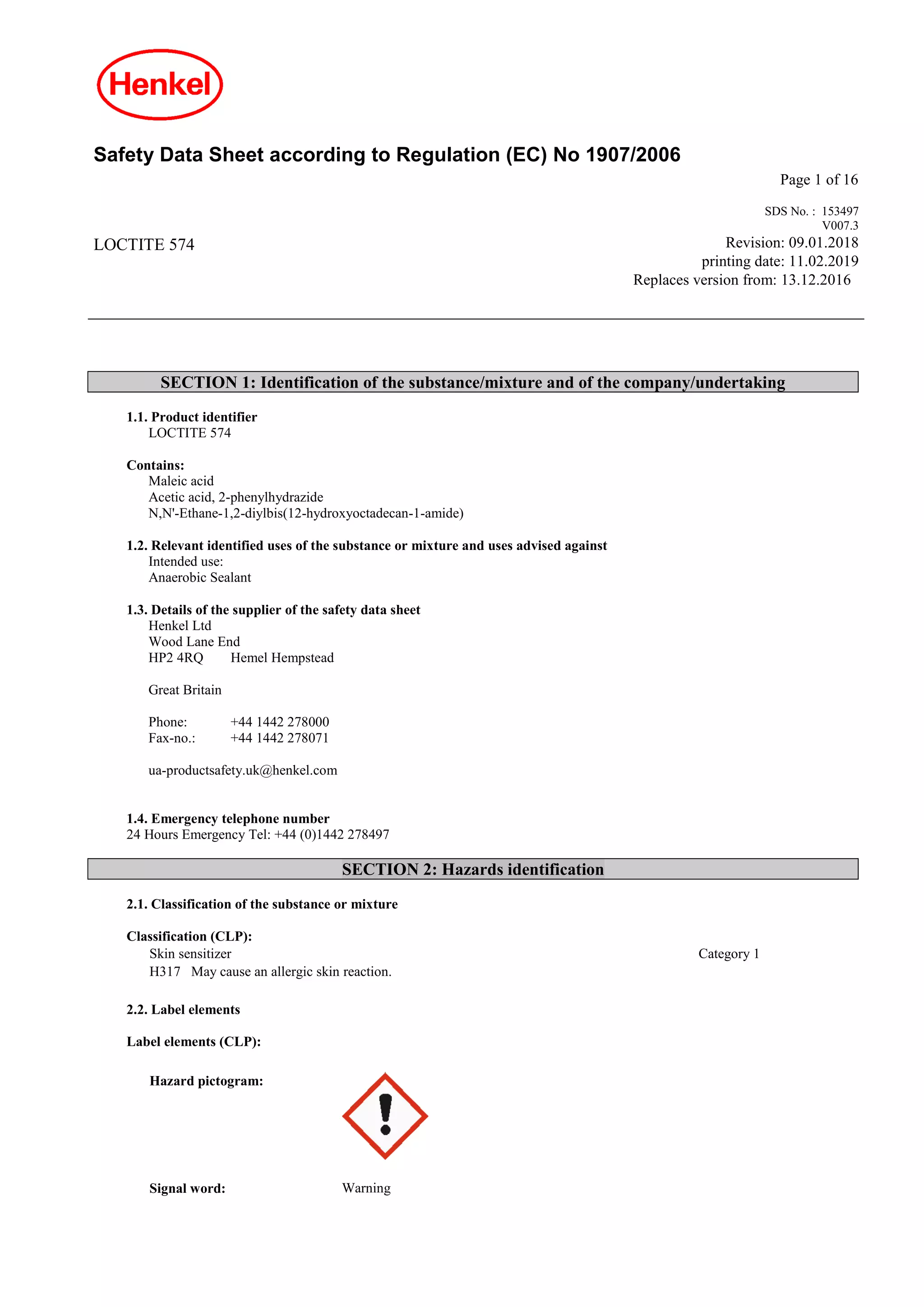 Loctite 574 msds | PDF