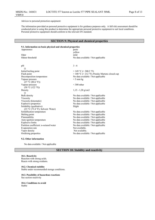 Loctite 577 msds | PDF