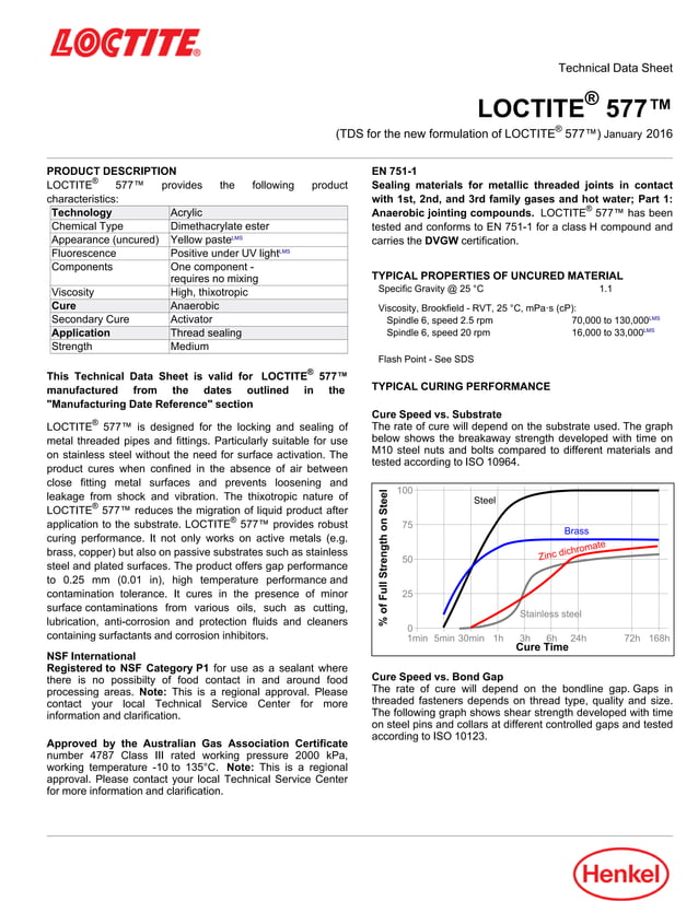 Loctite 577 tds | PDF | Chemistry | Science