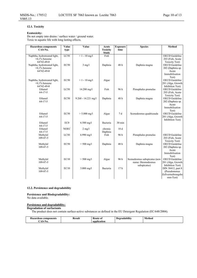 Loctite 7063 400 ml msds 88344 | PDF