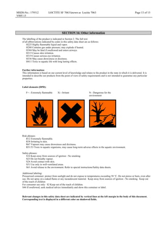 Loctite 7063 400 ml msds 88344 | PDF