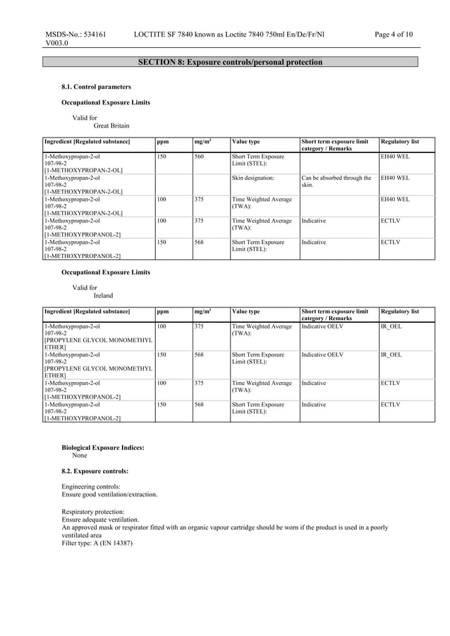 Loctite 7840 750 ml msds 1427770 | PDF