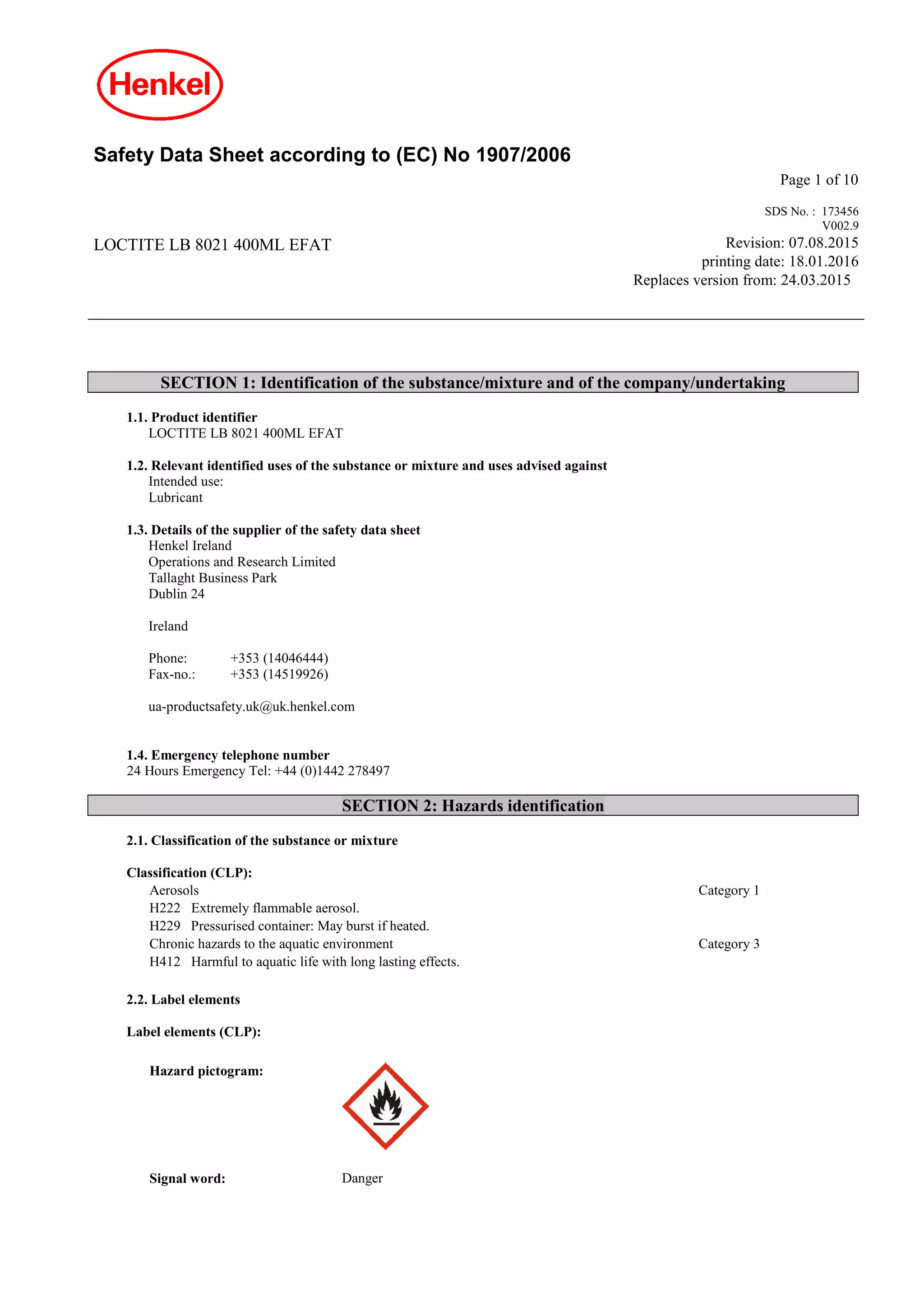 Loctite lb 8021 400ml msds 1727641 | PDF