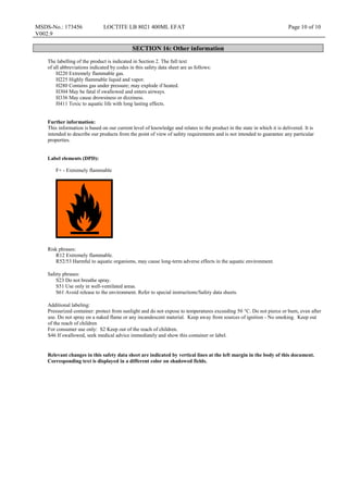 Loctite lb 8021 400ml msds 1727641 | PDF